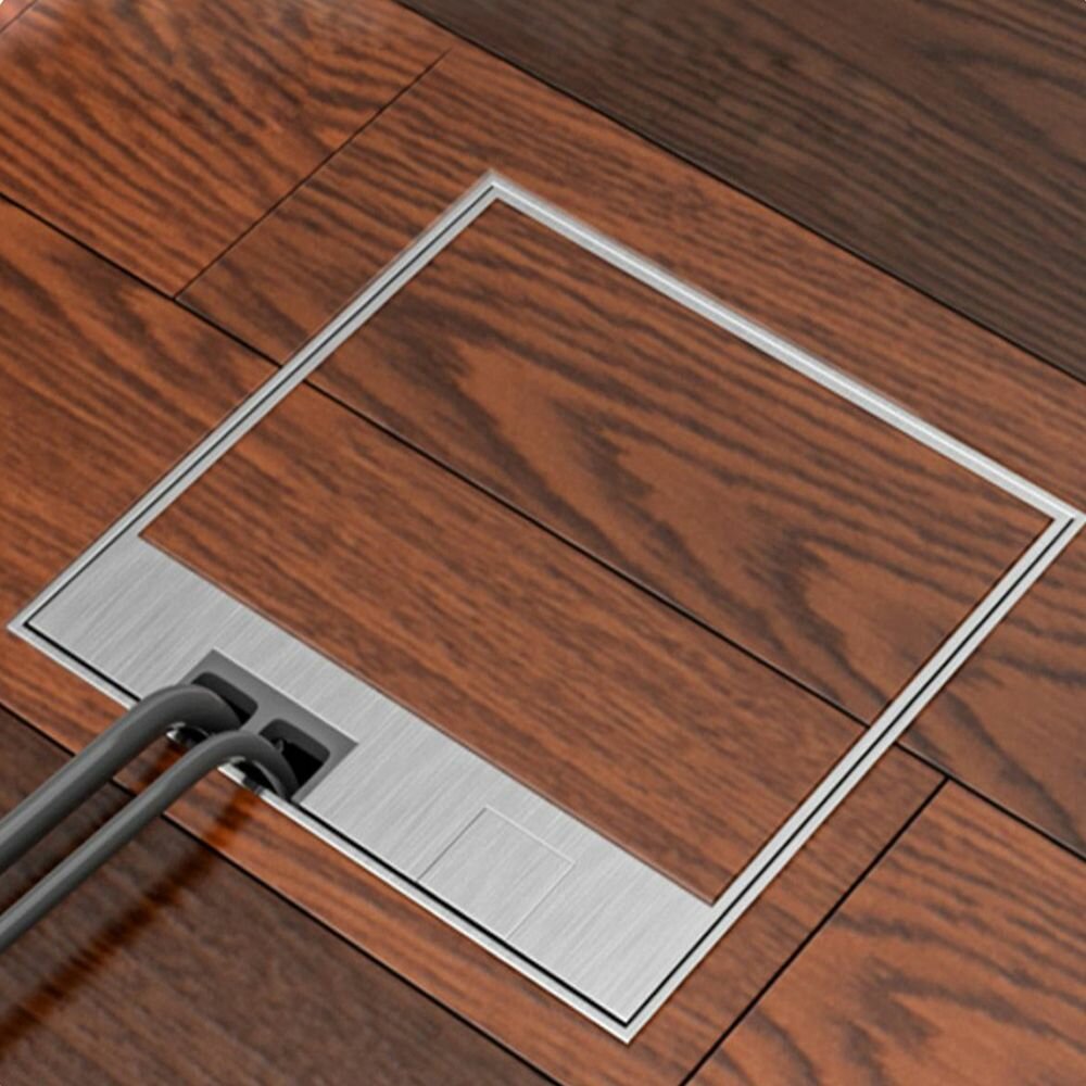 Розетки в пол (люк в пол), Люк под паркет и керамогранит на 1 розетки + 1 USB-C TYPE (в комплекте), Сталь, Черный