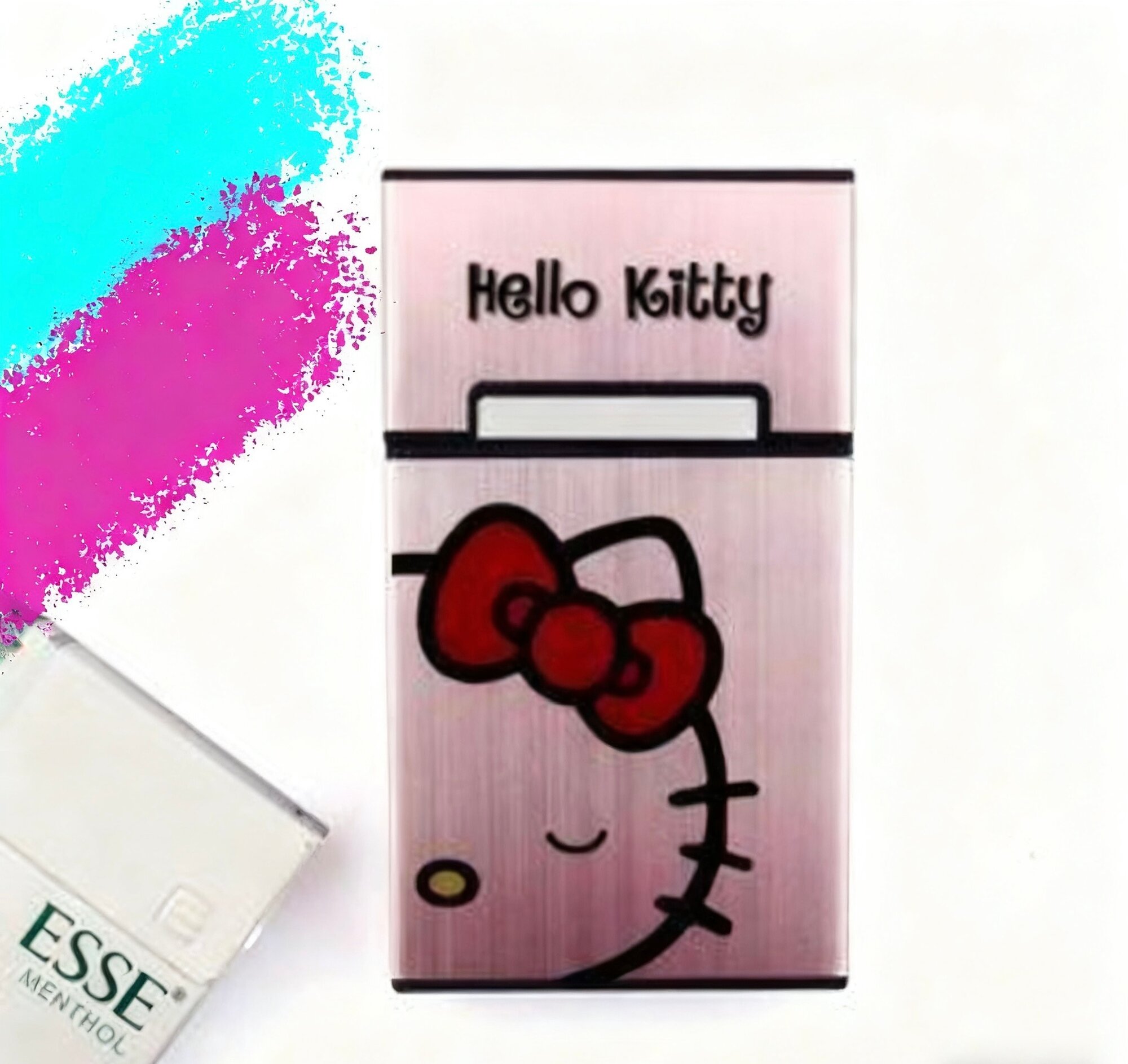 MINISO Флип-топ портсигар Hello Kitty розовый Пачка из 20 сигарет, ультратонкая и портативная.