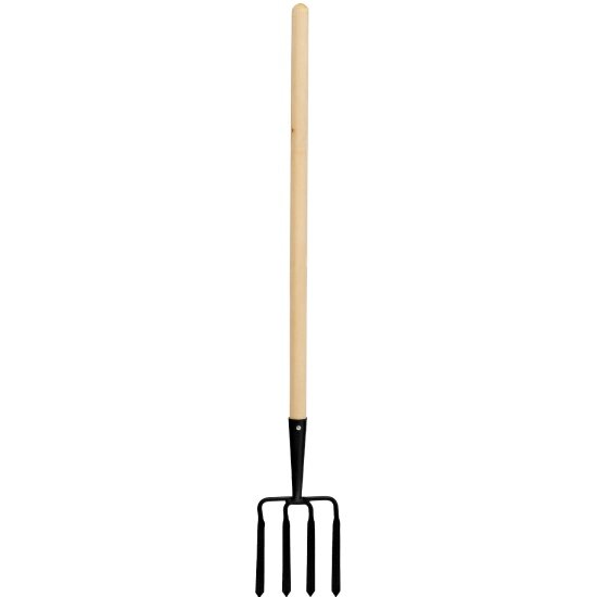 Вилы МИ россия копальные четырехрогие, 190 х 220 мм, широкий зуб, с черенком 63804