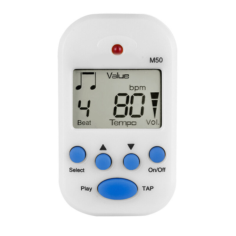 Electronic Metronome Mini Professional 2 Channel Headphone Output for Guitar Piano Violin M50 White