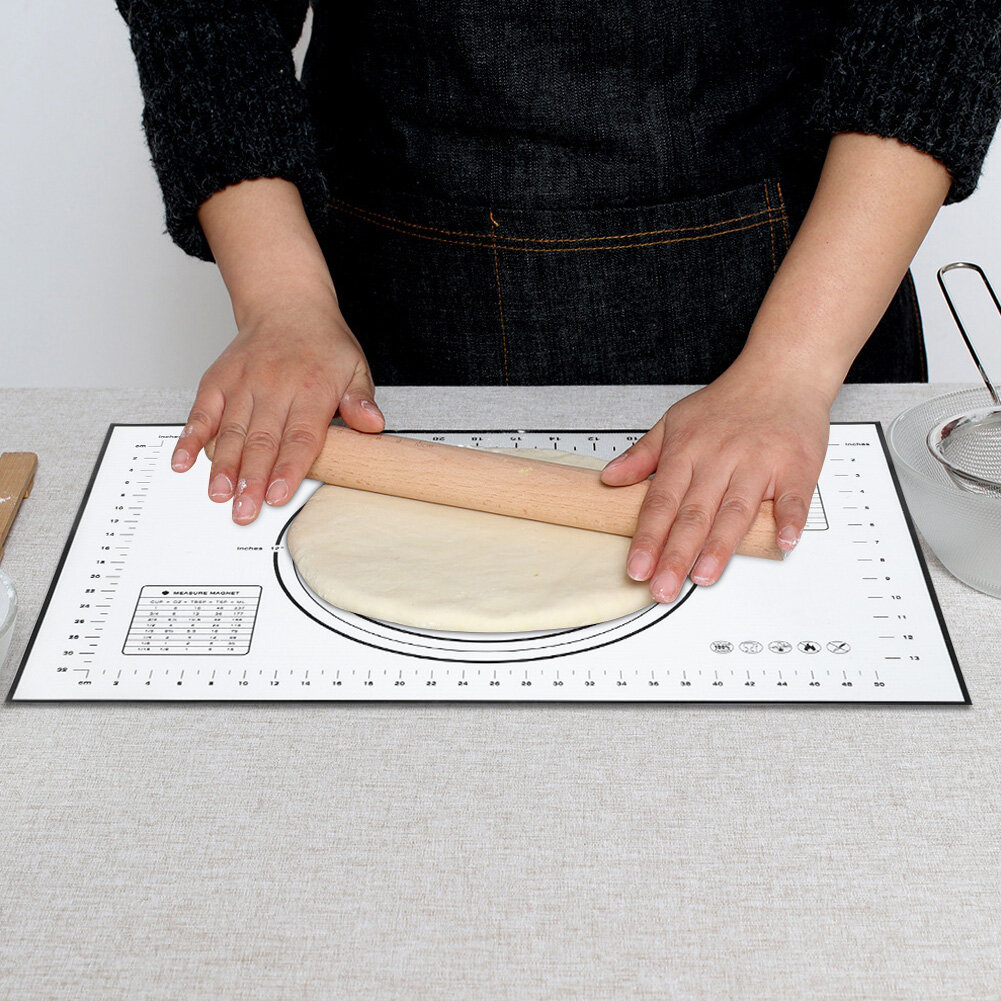 Черный силиконовый коврик для замешивания теста 60x40 см с весами, кухонные инструменты для выпечки