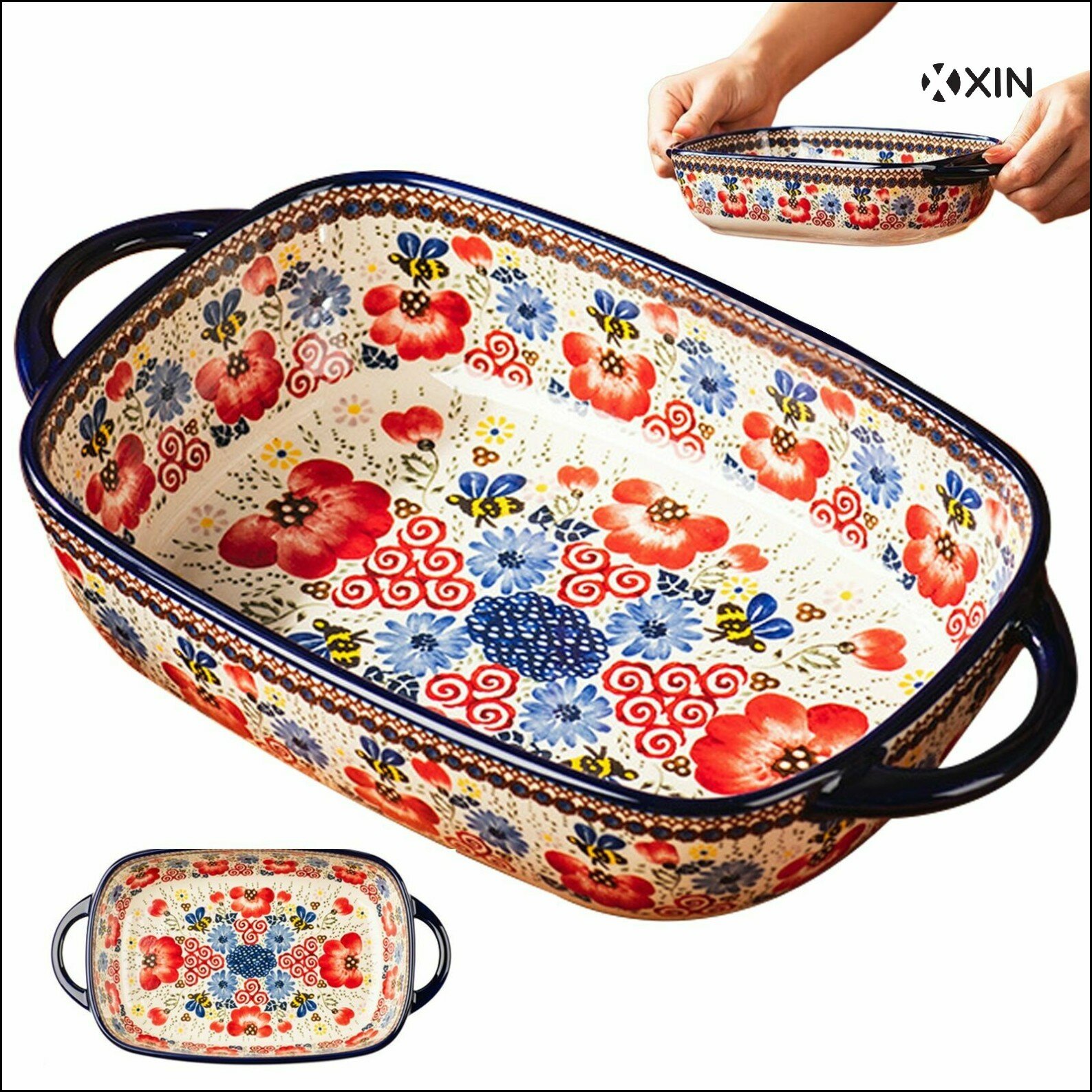 Керамическая форма, форма для запекания, посуда с ручками, д