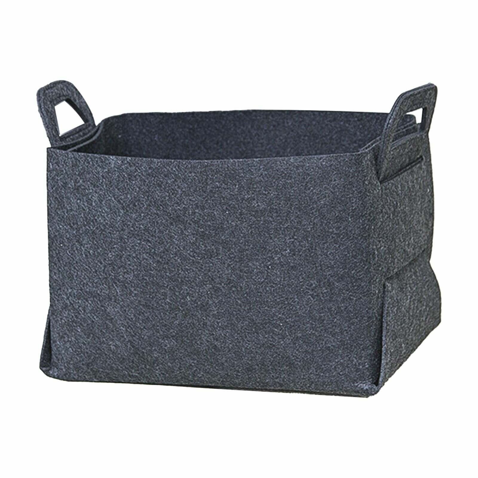 Корзина для хранения из фетра, большая вместимость, складная корзина для хранения из фетра с ручками для переноски, для органайзеров для шкафа для белья, цвет черный, серый