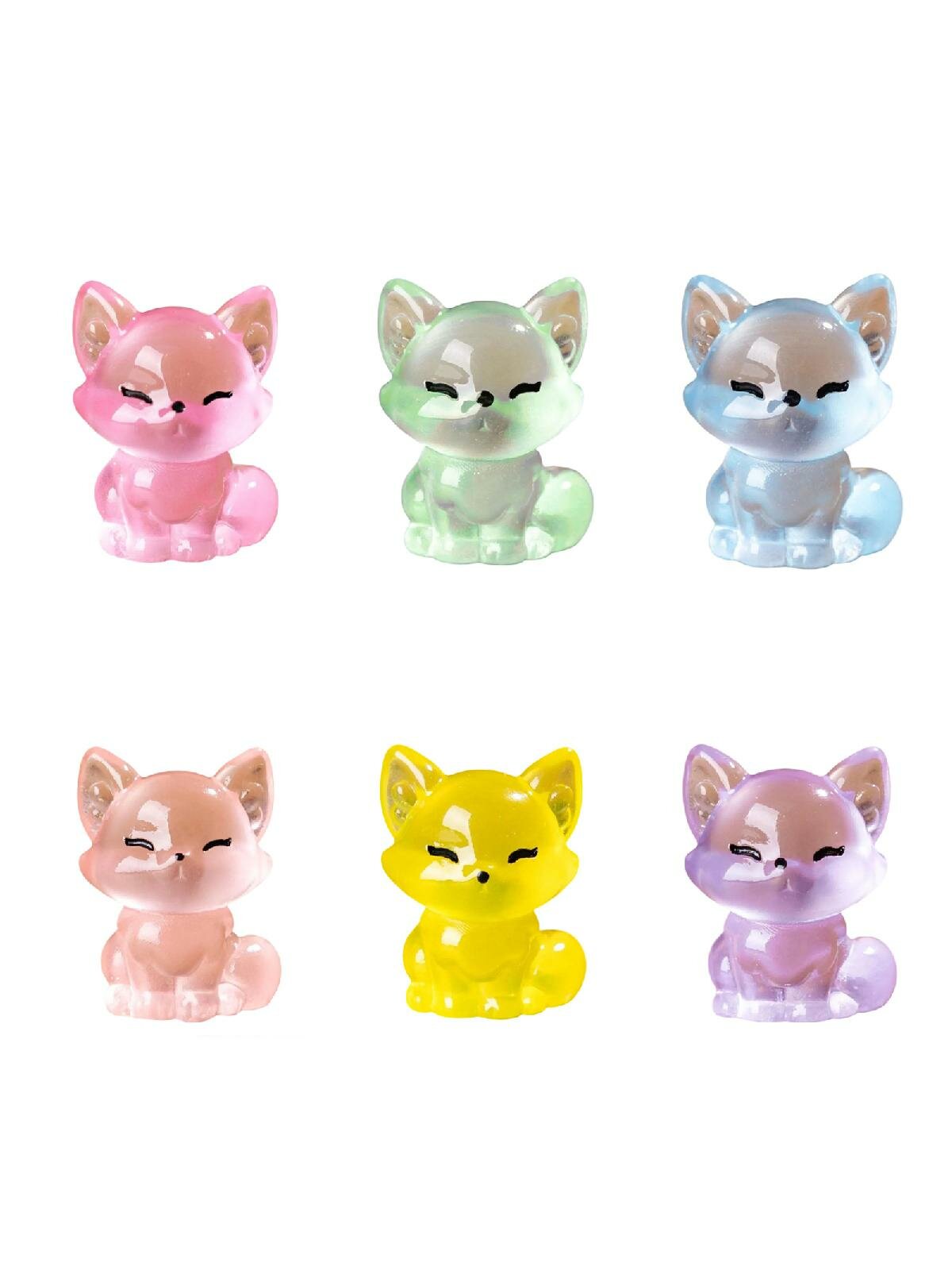 6 штук Маленьких светящихся фигурок с лисами, украшения для увеличения пространства, декоры