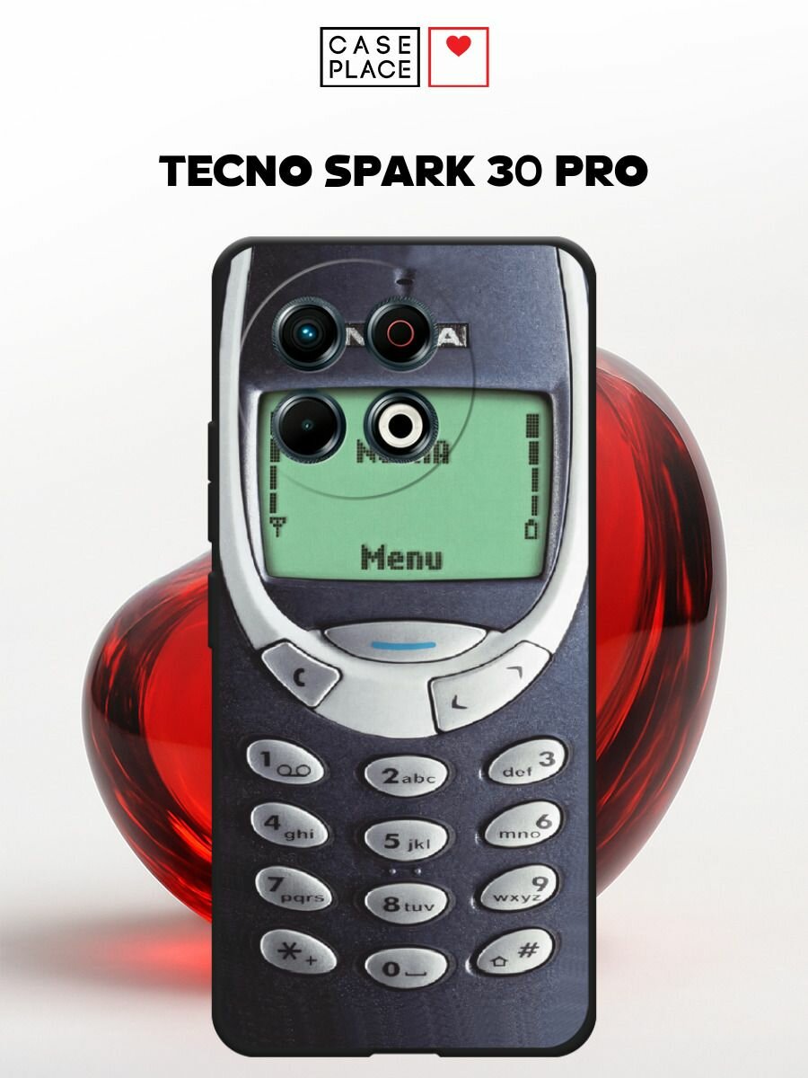 Черный матовый чехол на Tecno Spark 30 Pro / Текно Спарк 30 Про с принтом В виде Нокиа