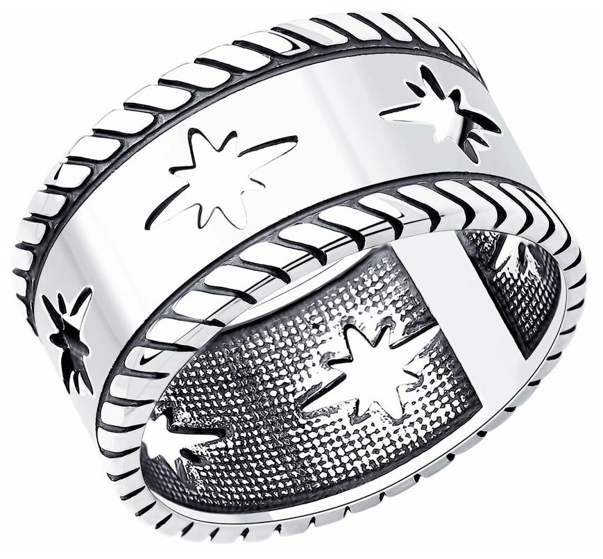 Кольцо, серебро, 925 проба, чернение