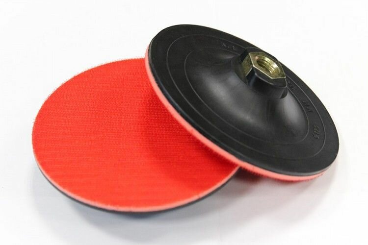 Опорный диск для кругов самозацепляющихся с адаптером д/дрели для шлифовки TSUNAMI 125мм (М14) 3-4мм