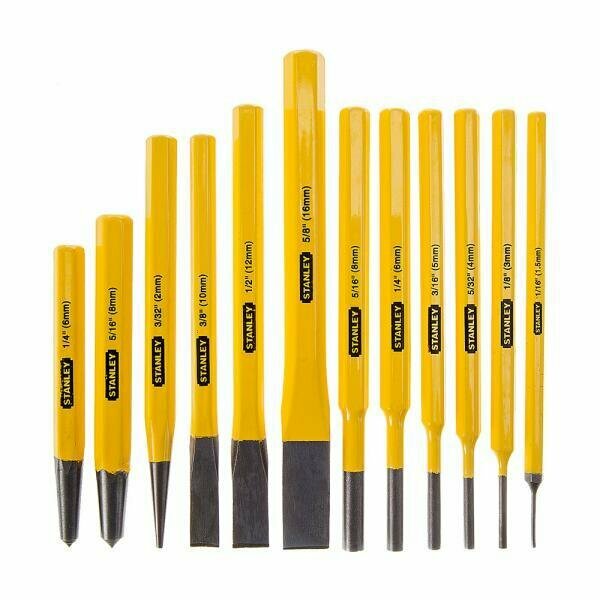Набор бородков и зубил слесарных STANLEY 4-18-299, 12 шт.