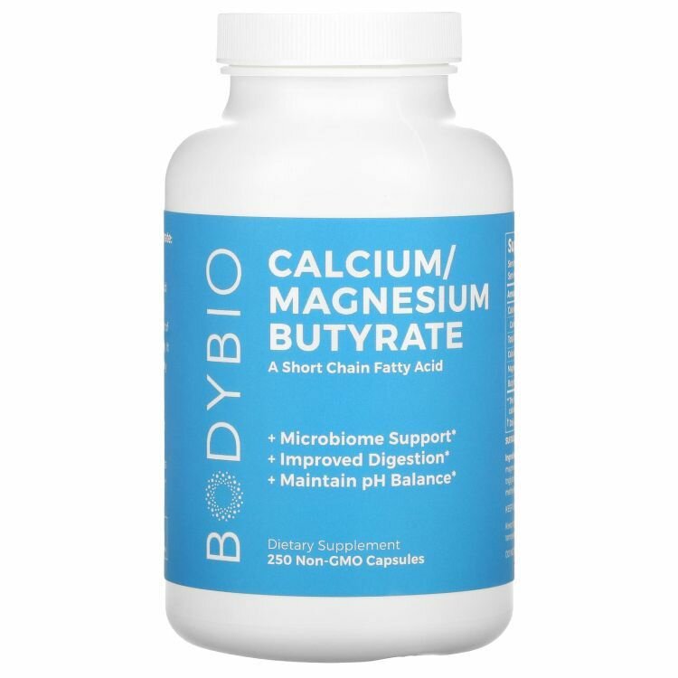 BodyBio, Calcium / Magnesium Butyrate, Бутират кальция / магния, 250 капсул