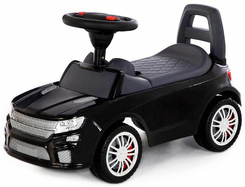 Детский толокар SuperCar №6, машинка-каталка бибикар для малышей, пластиковый автомобиль-пушкар со звуковым сигналом, цвет чёрный
