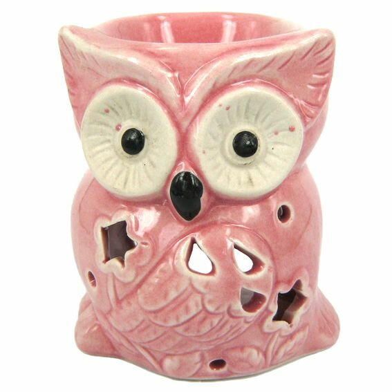 Аромалампа сова С цветочками (разные цвета, керамика, 8,5 см.), 1 шт.