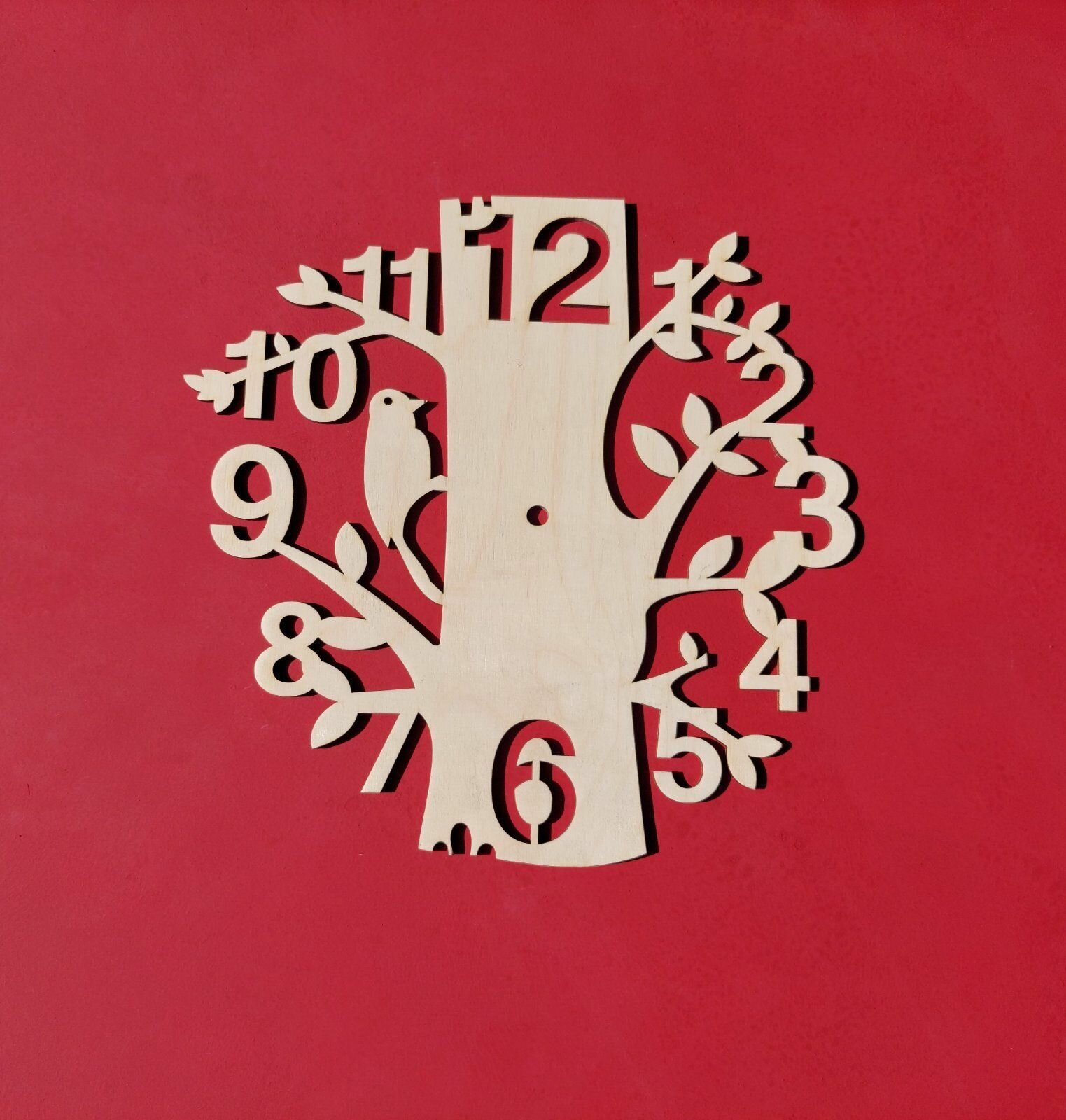 Заготовка для изготовления часов Дерево с птицами. Циферблат фигурный 300 мм