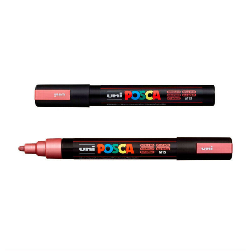 Маркер POSCA PC-5M, красный металлик, 1.8 - 2.5 мм, пулевидныйнаконечник (номер цвета М15)