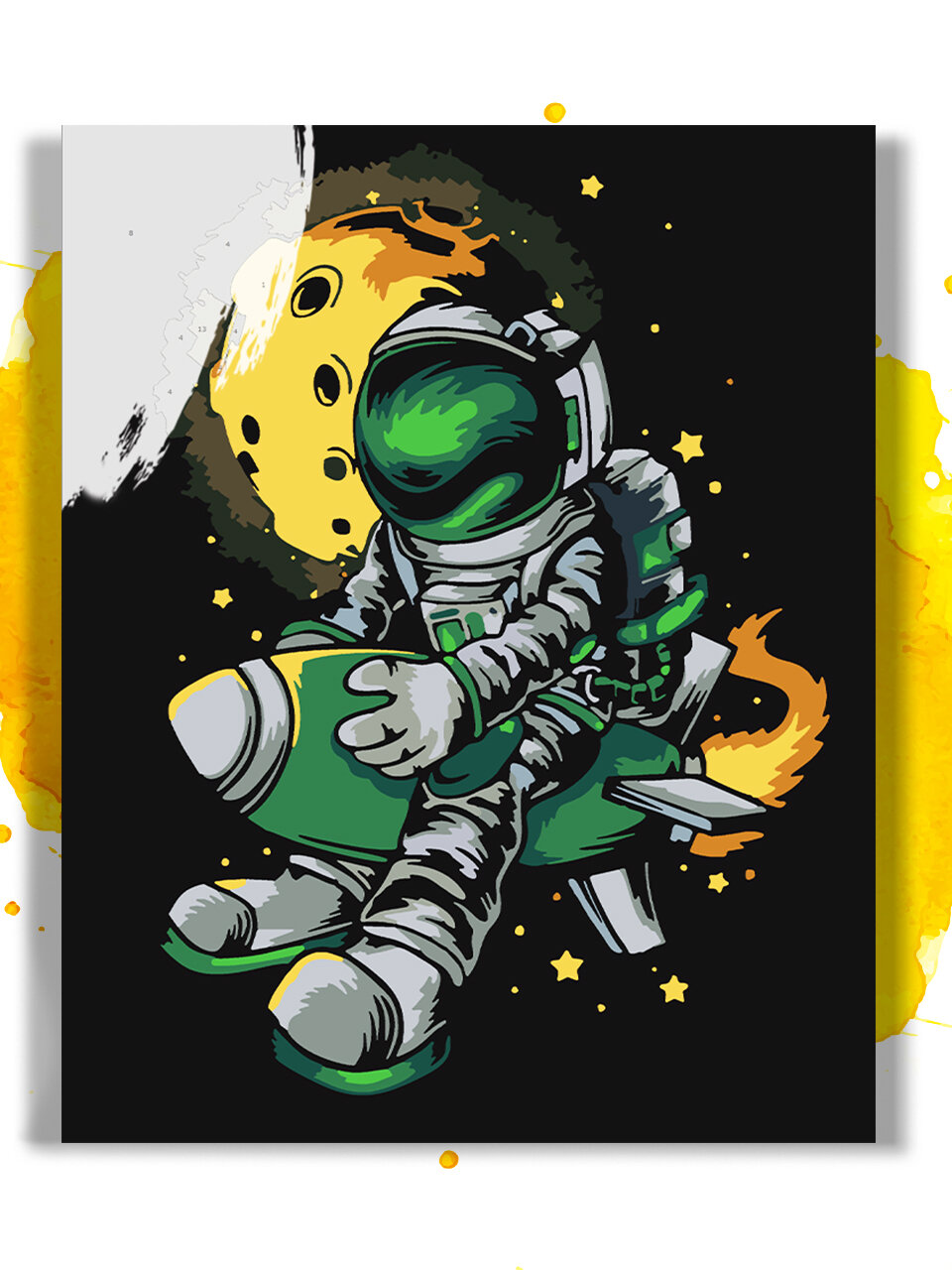 Картина по номерам на холсте Космонавт в полете, 40 х 50 см