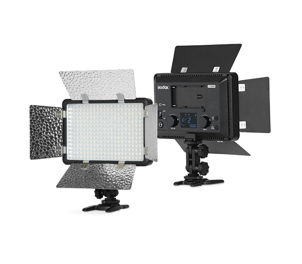 Осветитель Godox LF308D, светодиодный, 18 Вт, 5600К, накамерный с функцией вспышки, питание от сети/аккумулятора