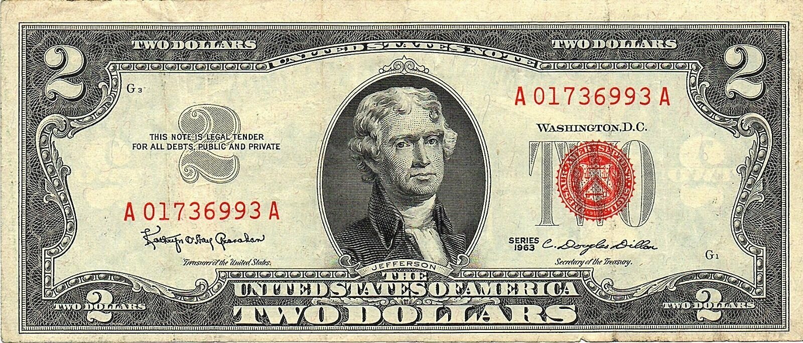 2 доллара 1963 год США 0173