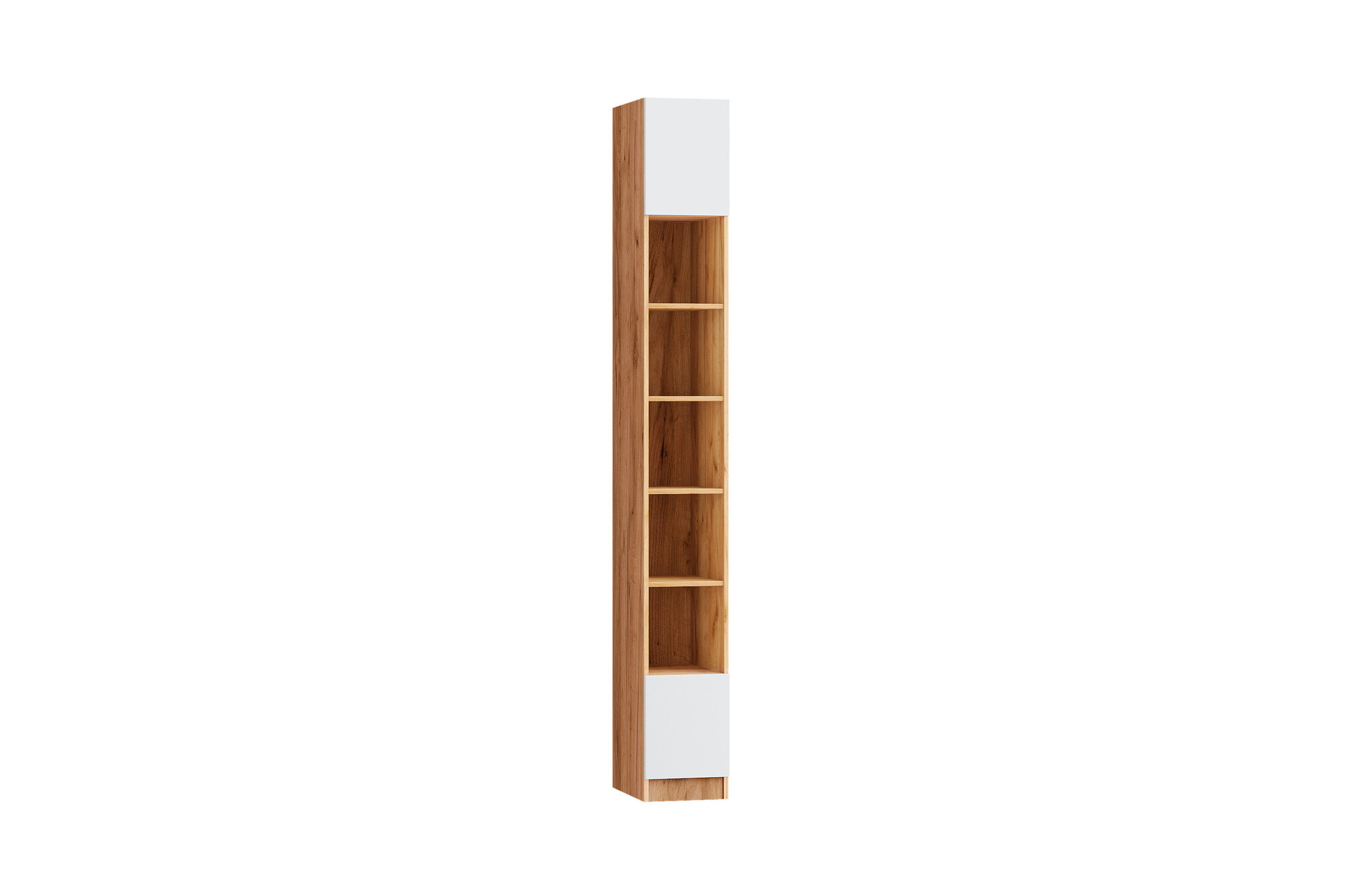 Шкаф пенал, для одежды Арлин, Легкомаркет, открытый, 30х45х230, с полками, дуб крафт золотой и белый