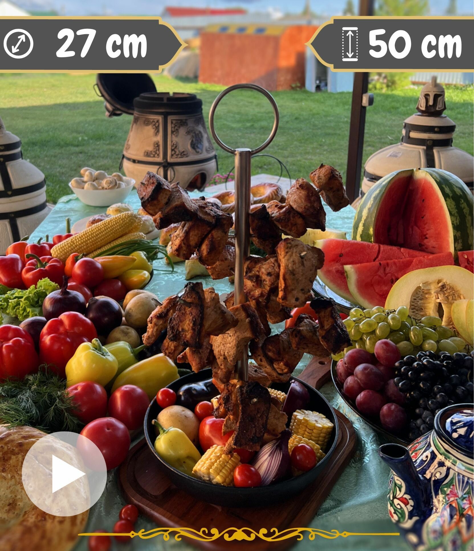 Ёлочка для тандыра диаметр 27 см. чугунная сковорода