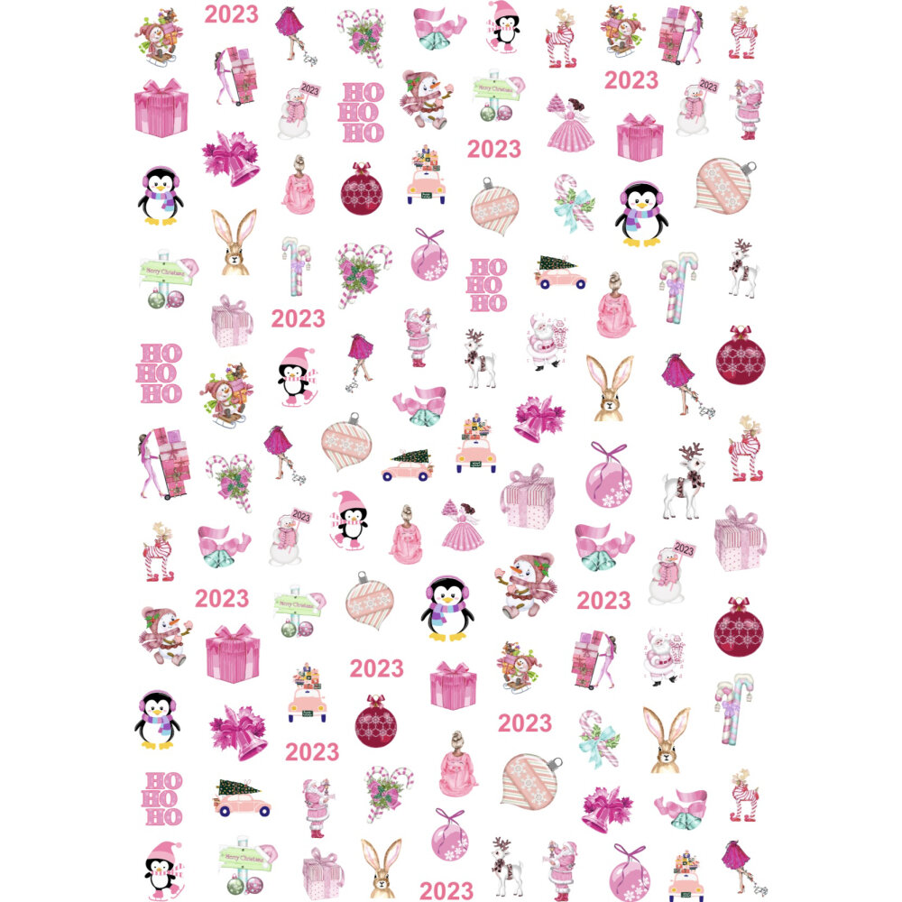 Слайдер-дизайн Crazy Shine Nails №2172 Новогодний розовый 2