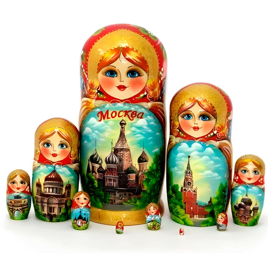 Матрешка "Москва" (10 мест, 25 см)