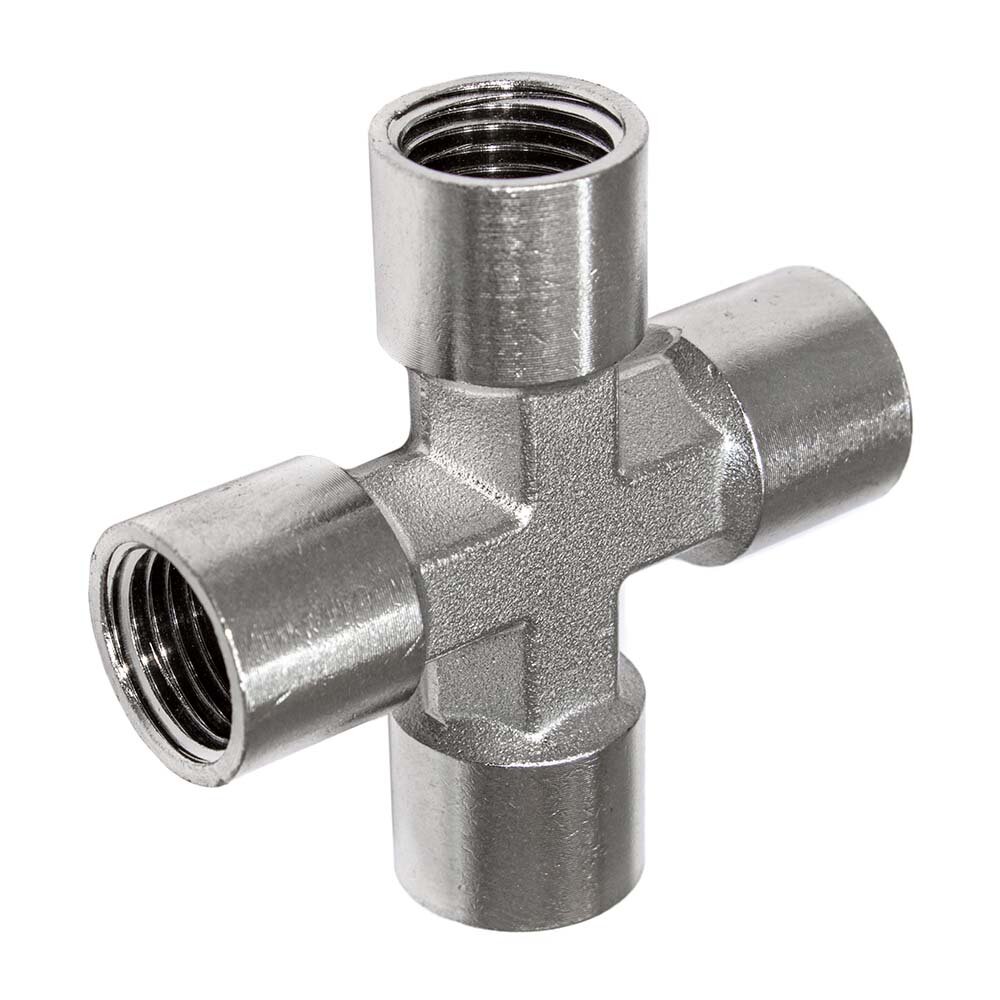 Фитинг крест резьбовой X1/4FFFF для работы с жатым воздухом и жидкостью, Арт. 0724