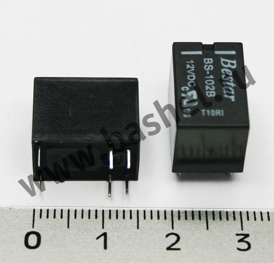 RELAY BS-102B-12VDC, Реле, R_BS-102, BESTAR, (упр:12В/DC, комм: 10A/240В/AC, 1NO/1NC, Cu+Ag, R-coil:700 Ом)