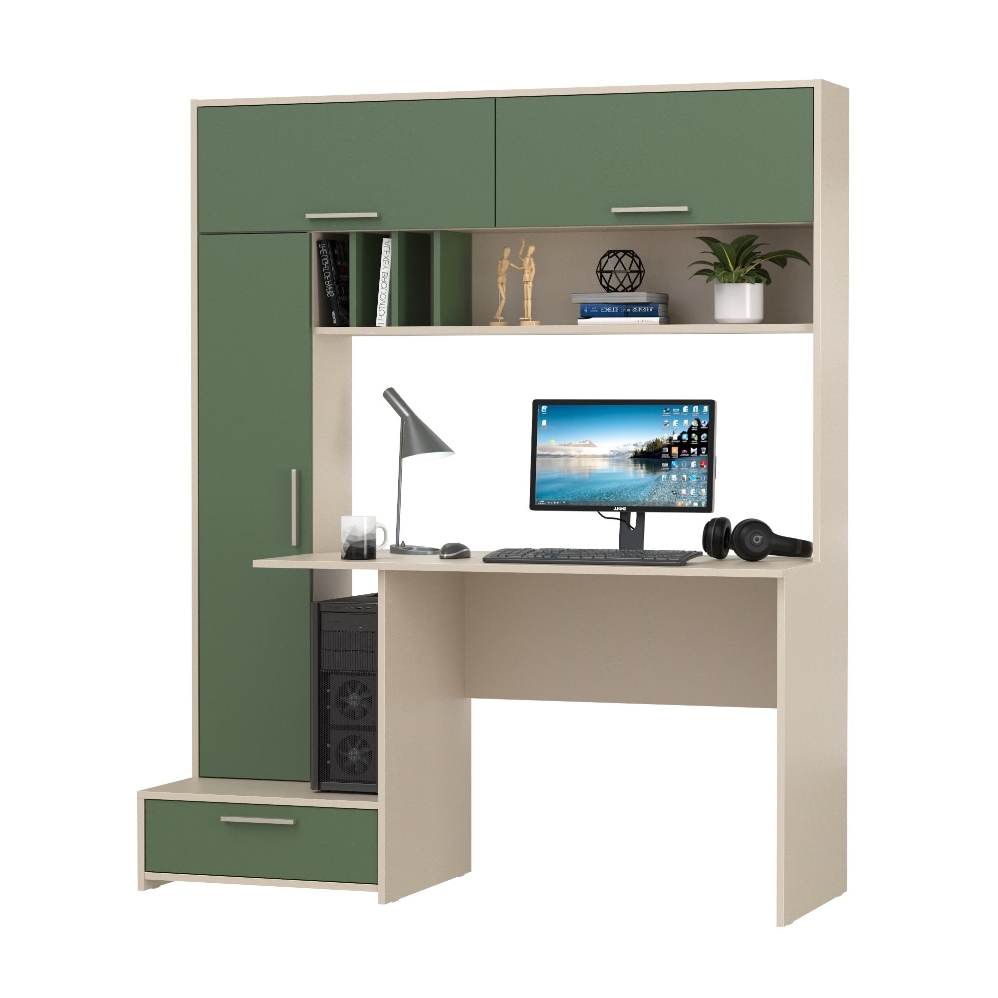 Стол письменный Mobi Лайт 03.243Н цвет сатин/дымчатый зелёный