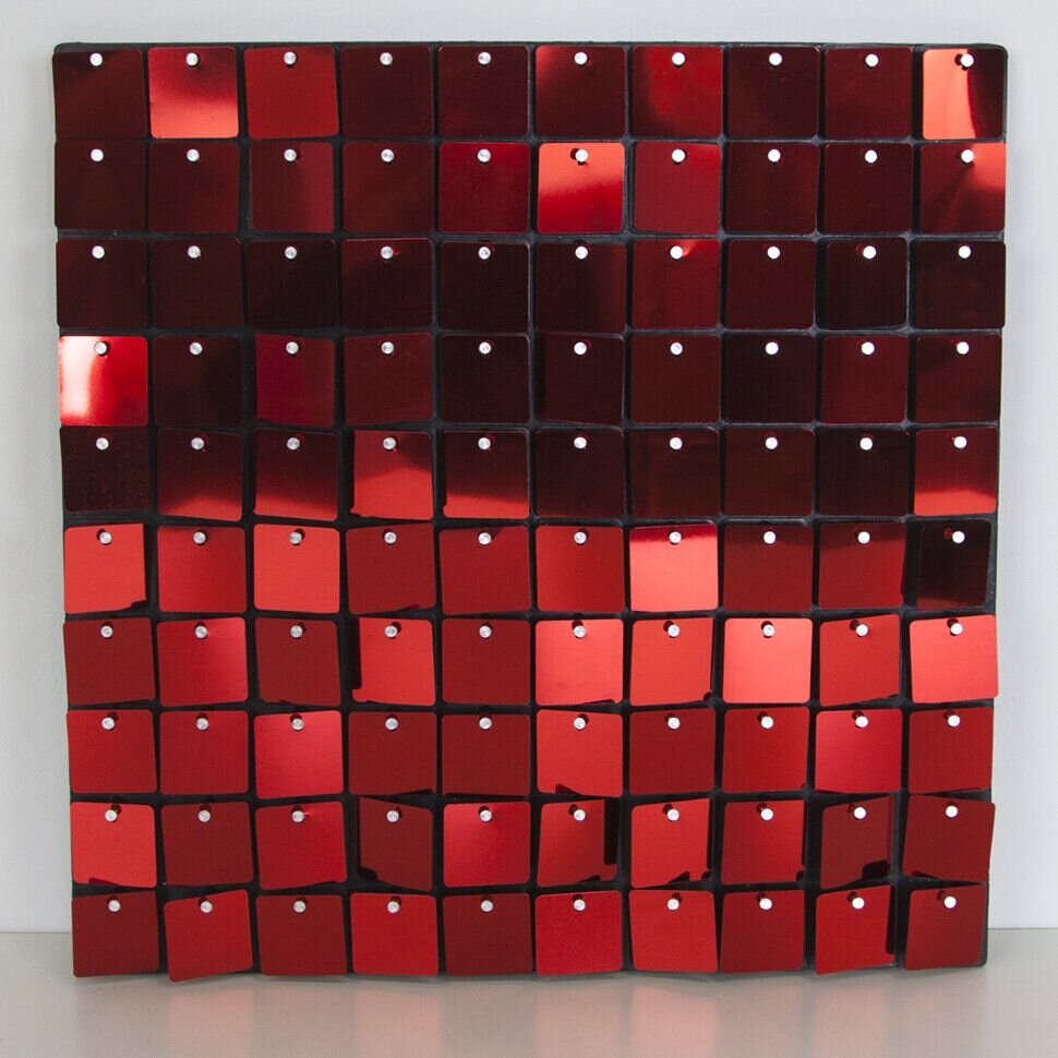 Декоративная панель Пайетки, 30*30 см, Красный, Металлик, 1 шт.