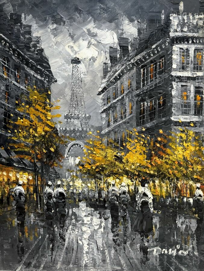 Картина на холсте для интерьера на стену "Париж" 30х40см.