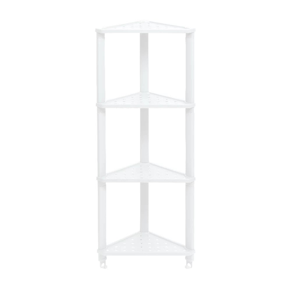 Полка для ванной Violet Vikea угловая четырехъярусная с крючками 365х260х980 мм пластик белая (787406)