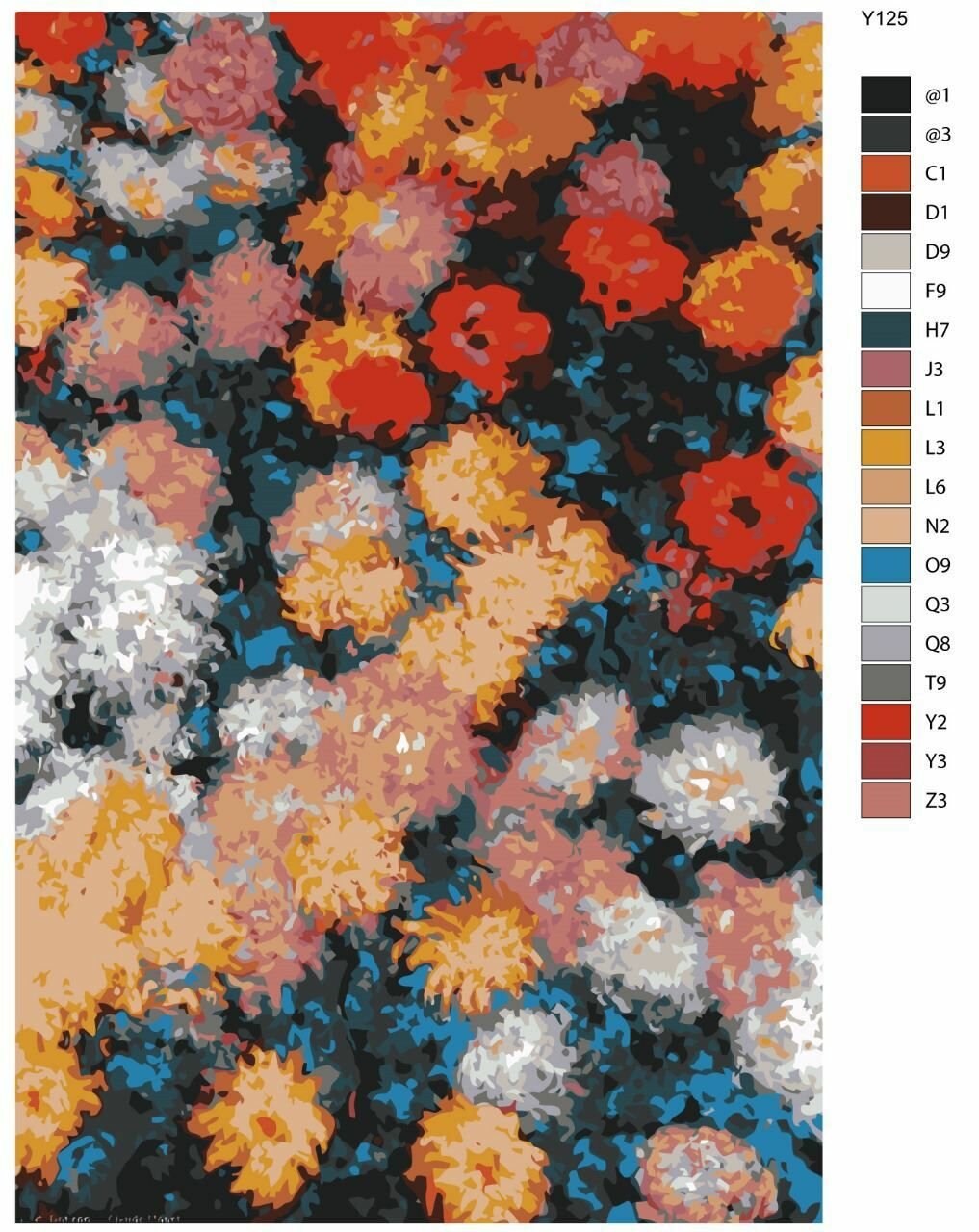 Картина по номерам Y-125 "Клод Моне - хризантемы" 50x70