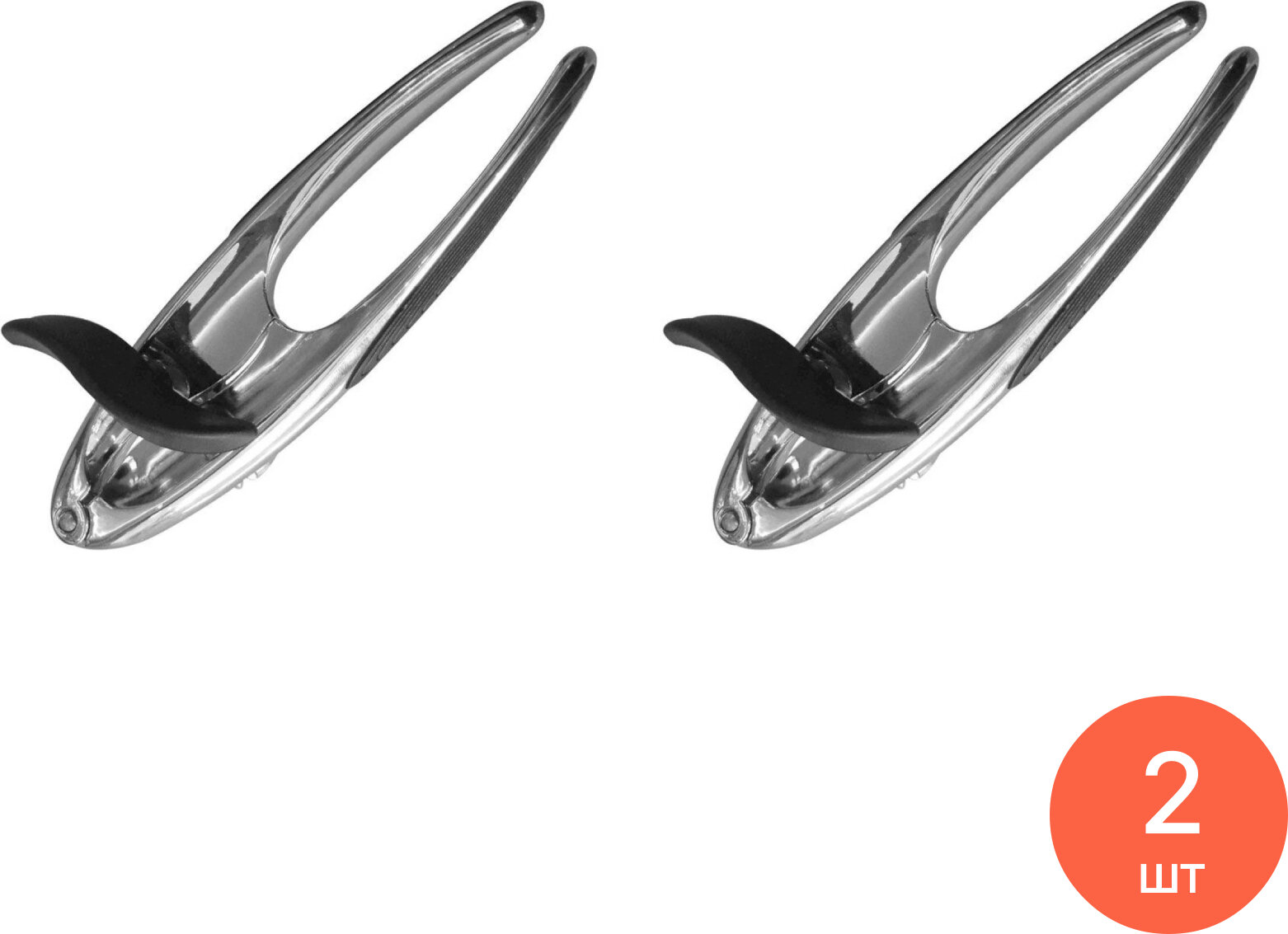 Открывалка для банок Mallony Moderno / Малони Модерно цинковый сплав и прорезиненная ручка серебристая / открывашка / консервный нож (комплект из 2 шт)