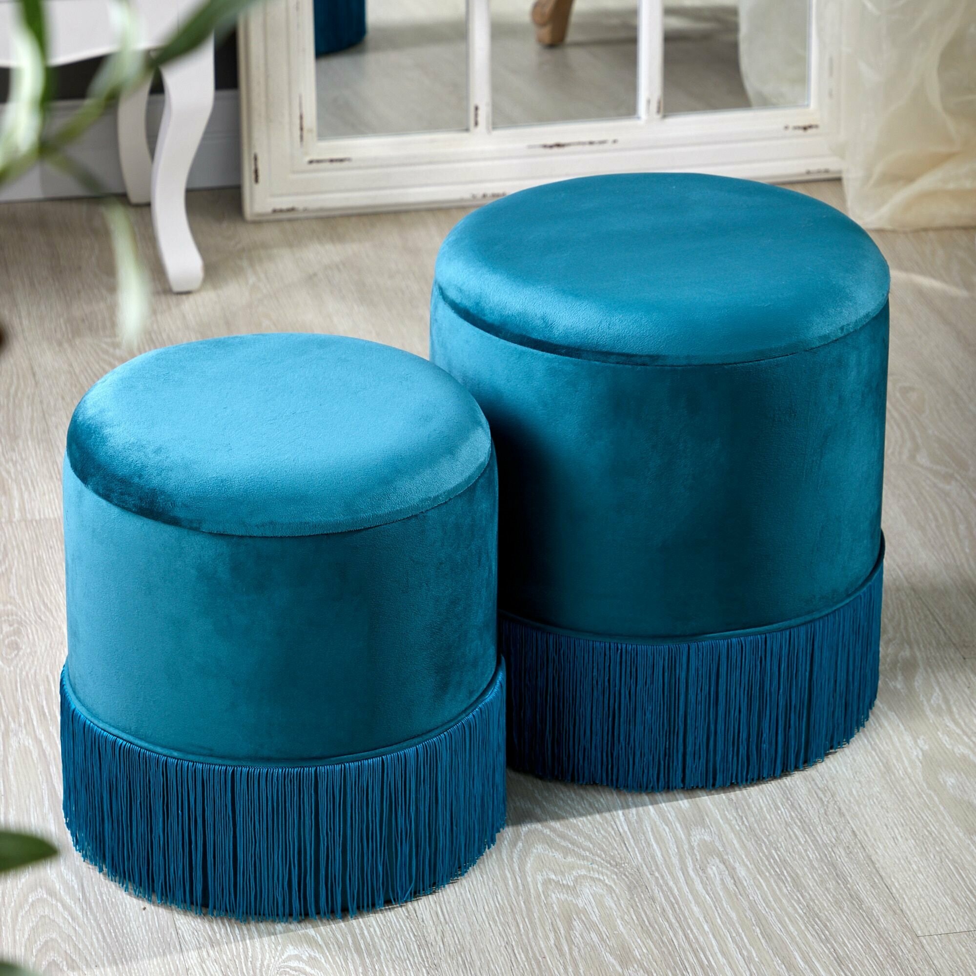 49-331/BM Пуфы с крышкой, набор 2 предмета 40х40х44; 35х35х39см, Glasar