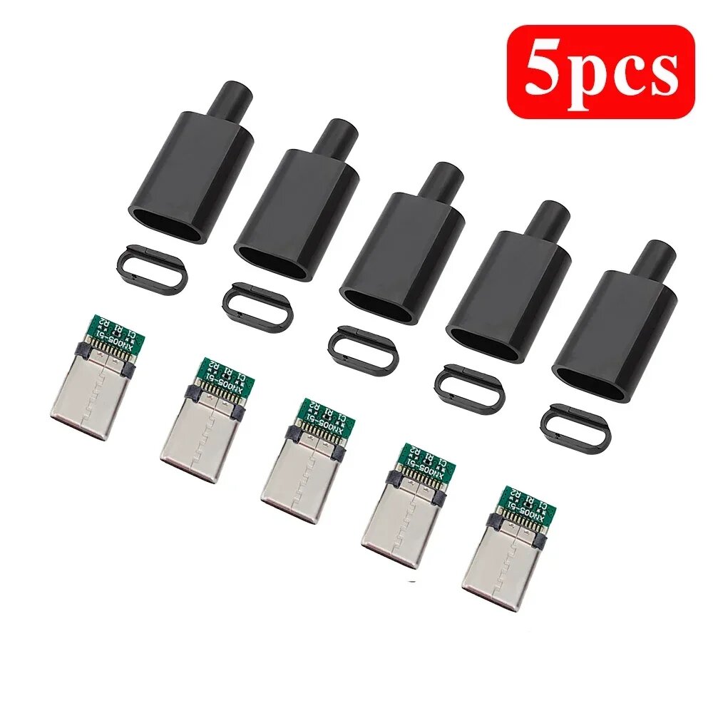 FAMCDI Type-C USB 3.1 24-контактный штекер, белый/черный black 5pcs