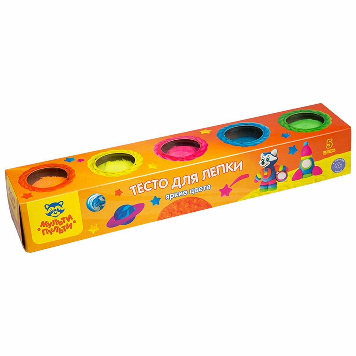 Масса для лепки Мульти-Пульти "Енот на Луне", 5 цветов по 90г, картон (ТЛ_16735)