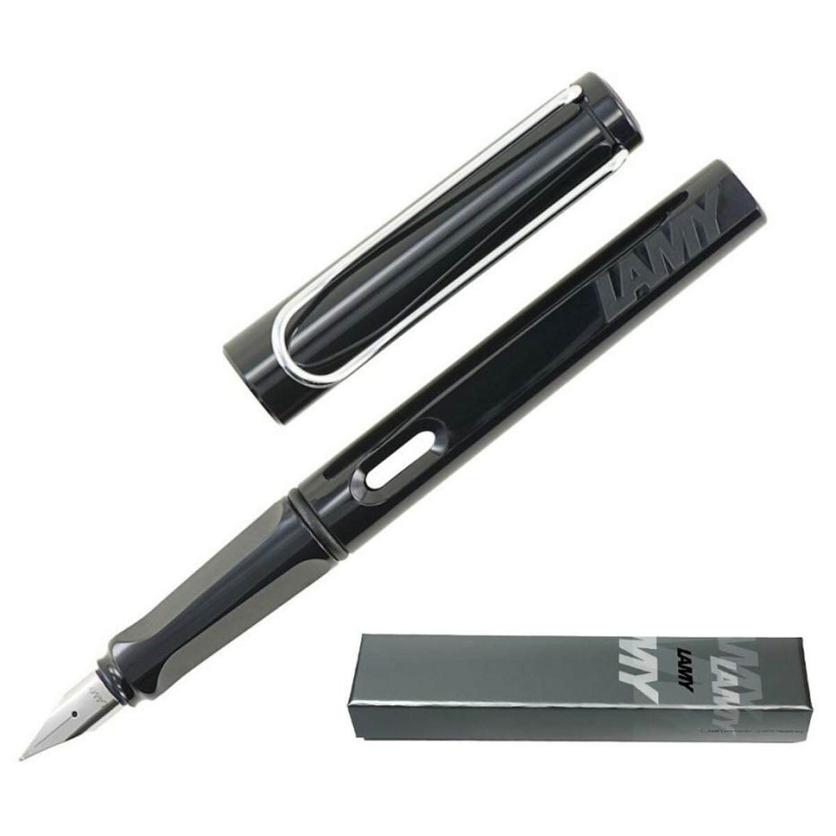 Ручка перьевая Lamy Safari, синяя, цвет корпуса черный