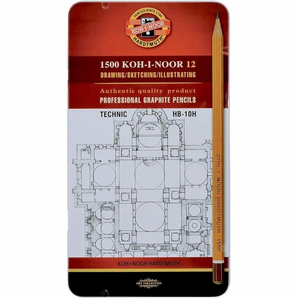 Набор чернографитных карандашей Koh-I-Noor Technic (НВ-10H, заточенные), 12шт. (1502012007PLRU)