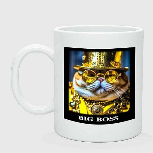 Мем кот барон в стиле стимпанк: big boss Керамическая кружка