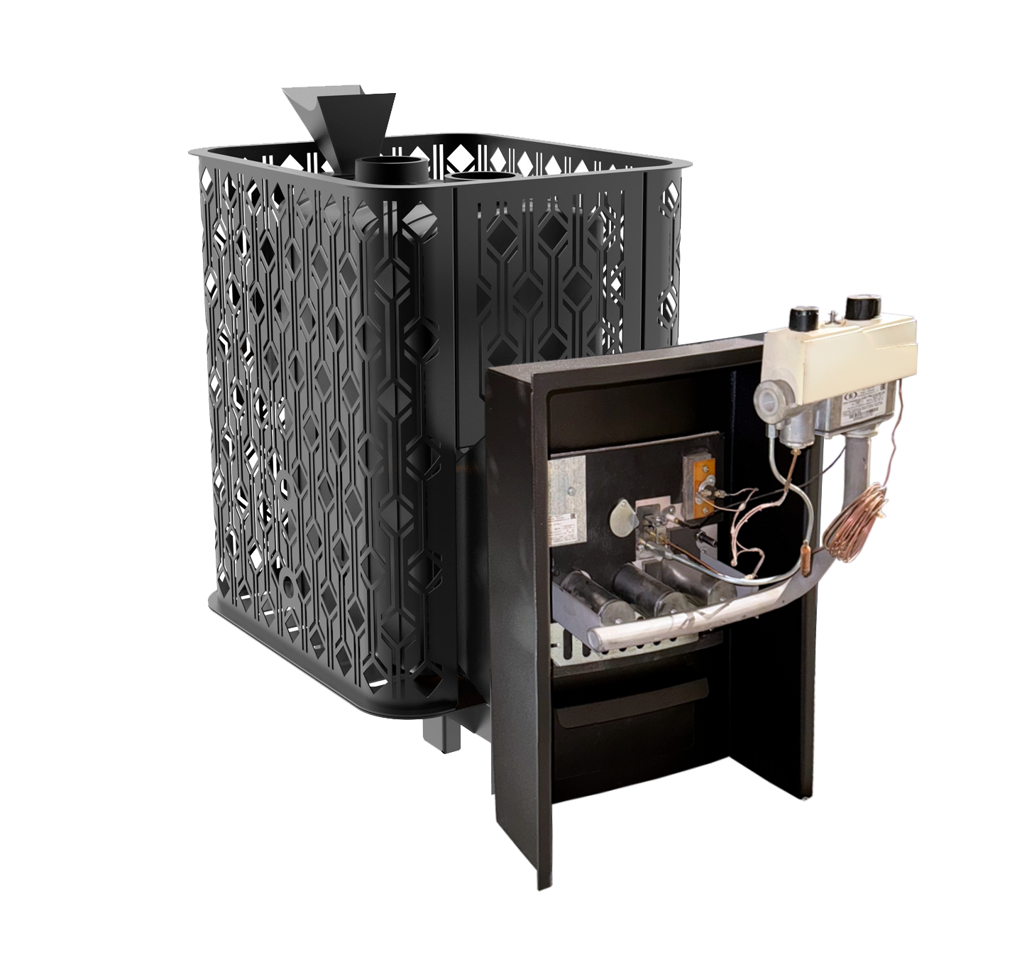 Чугунная печь "Verona" 18 ГАЗ Закрытая каменка Aisi 304, УГ в комплекте