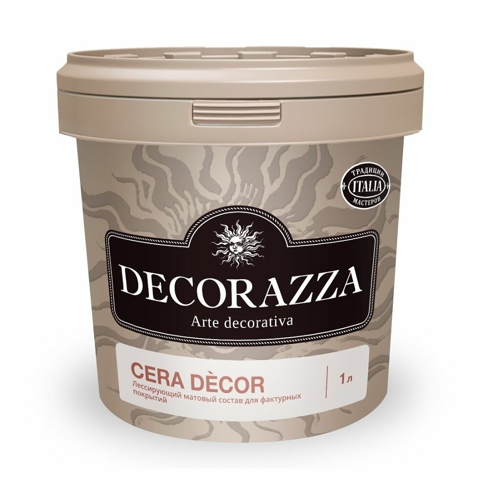 Лессирующий матовый восковой состав для фактурных покрытий Decorazza Cera Decor (1л) прозрачная база