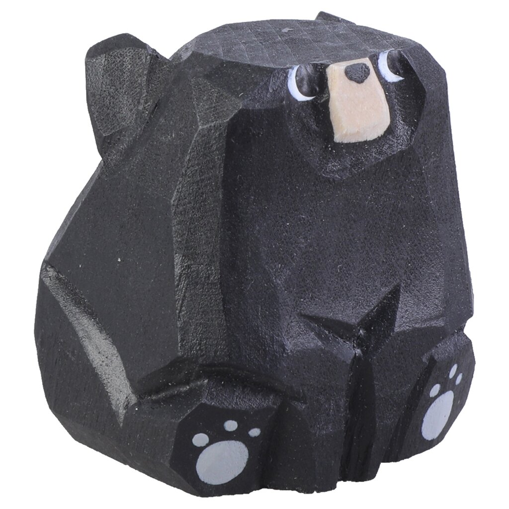 Ручная деревянная фигурка - деревянная фигурка черного медведя