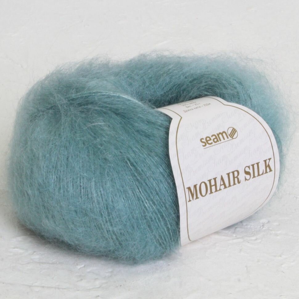 Пряжа Mohair Silk Seam цвет 1562 аква, 10шт*(210м/25г), 70% мохер 30% шёлк