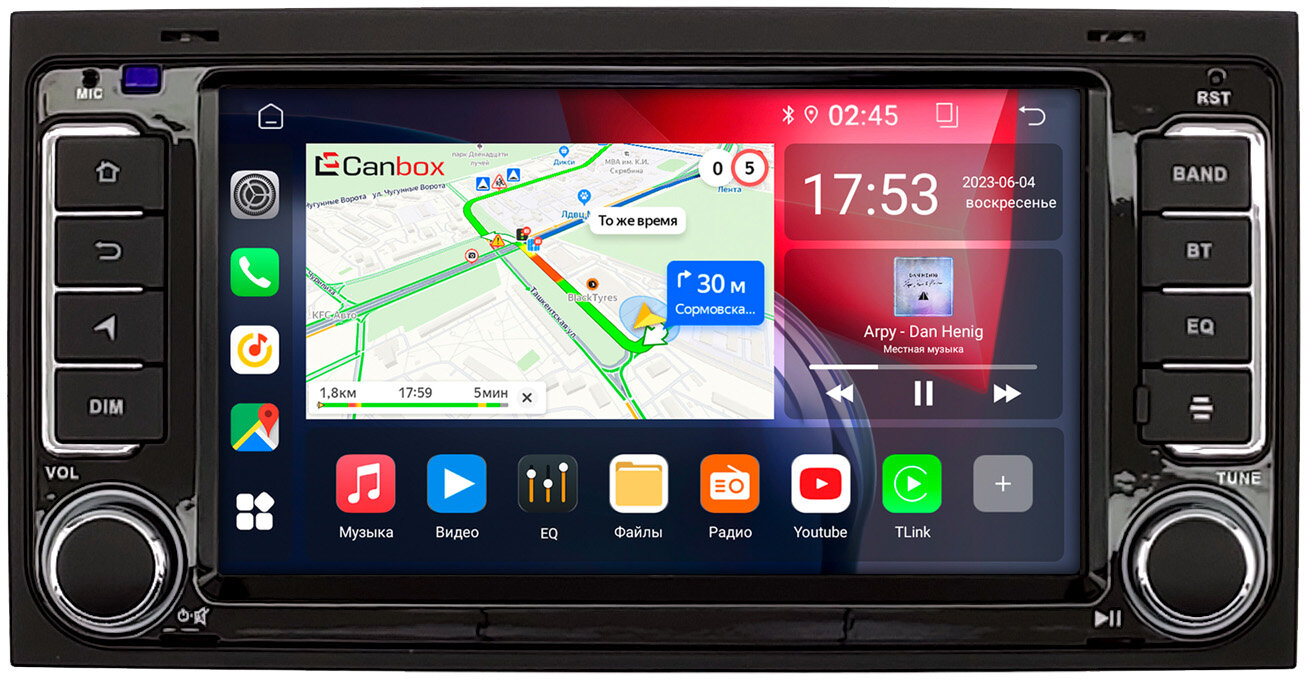 Штатная магнитола Canbox GT038 2/32 для Volkswagen Touareg 2002-2010, Multivan T5 2003-2015 на Android 10 (IPS, DSP, CarPlay)