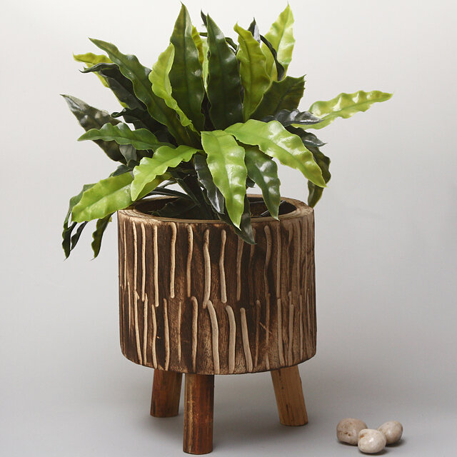 Деревянное кашпо на ножках Paulownia Cocoa 22 см, Kaemingk, 650312-1