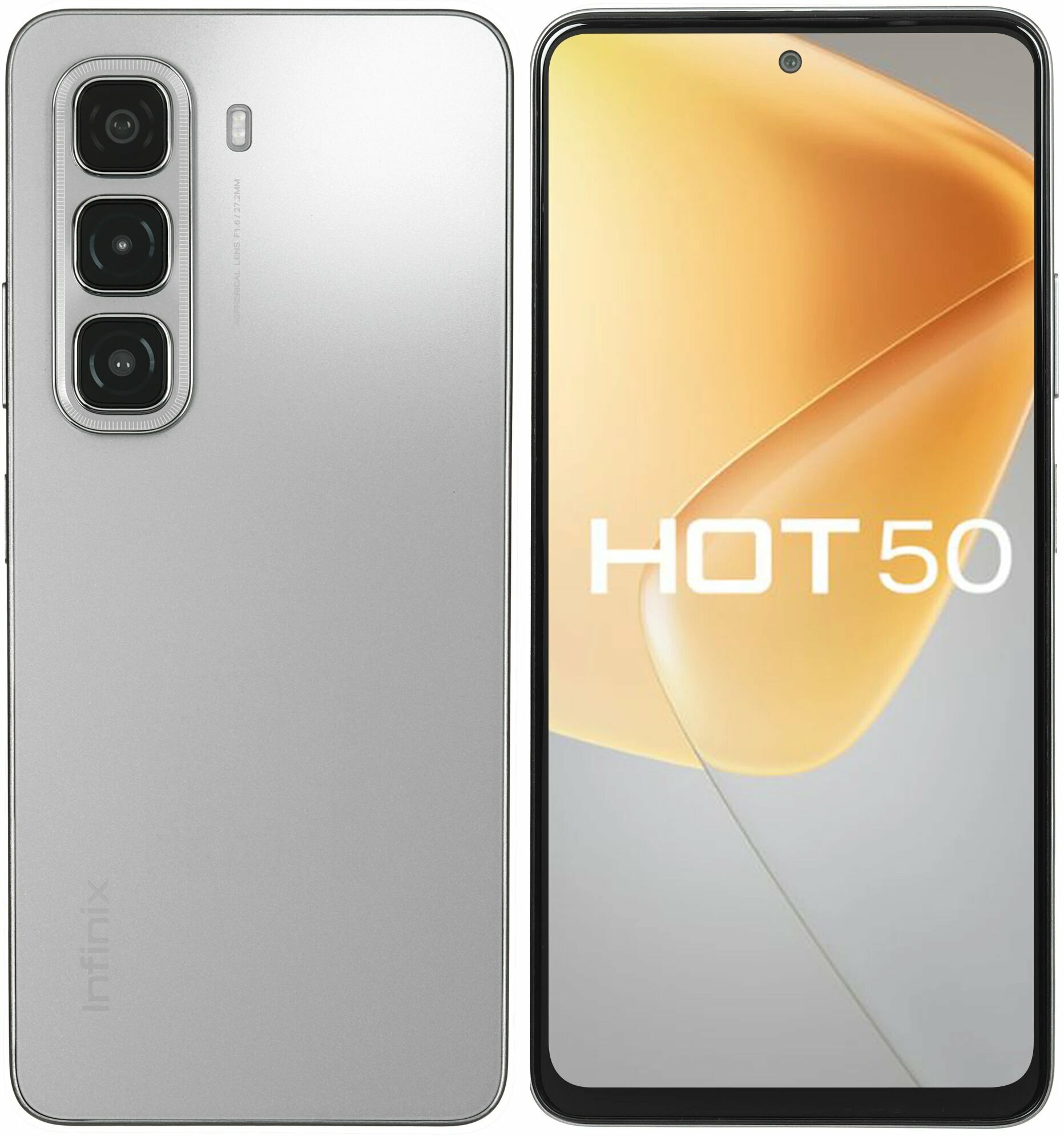 Смартфон Infinix HOT 50, 2 SIM, 8 GB RAM, 128 GB ROM, 50 MP, Android, серый