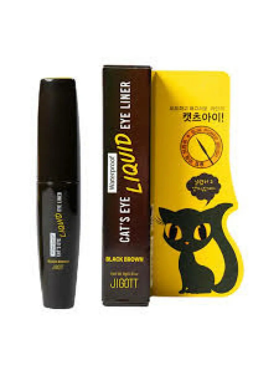 Подводка для глаз Jigott "Black Brown", жидкая, водостойкая, 9 г