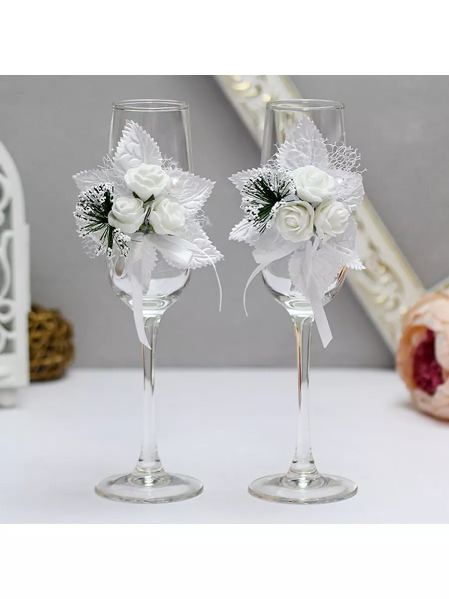 Свадебные бокалы для молодоженов, фужеры жениха и невесты для шампанского новобрачных 2 шт.
