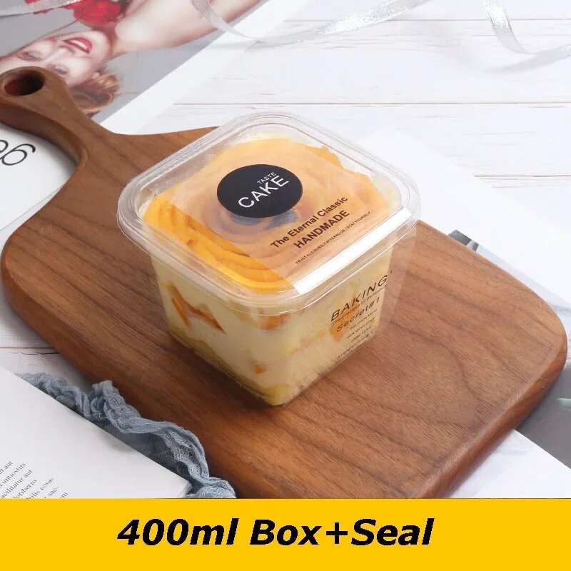 Пластиковые коробки для мусса и торта 50 шт B