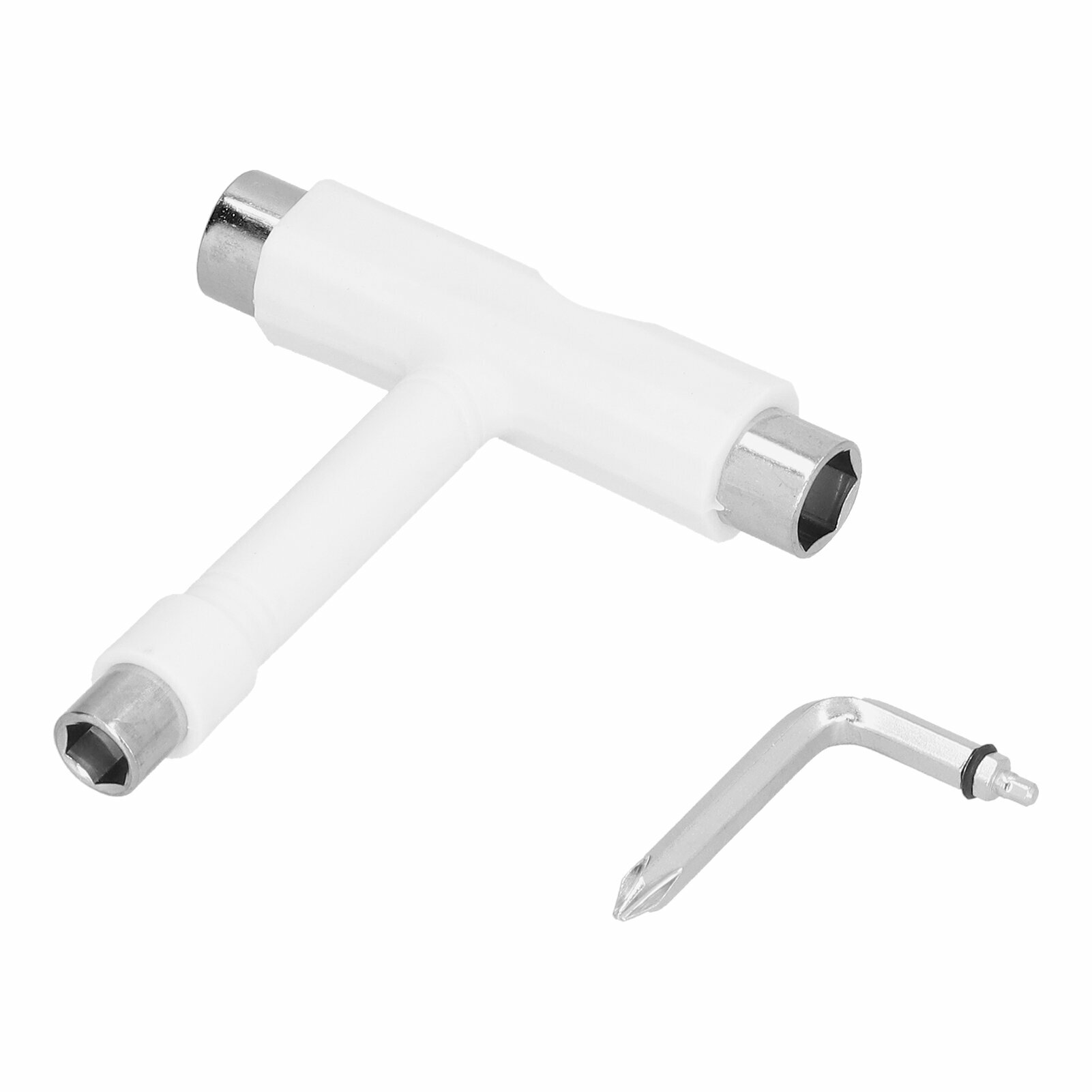 Многофункциональный портативный набор крепежных элементов для скейтборда с Т-образным шестигранным ключом, белый.