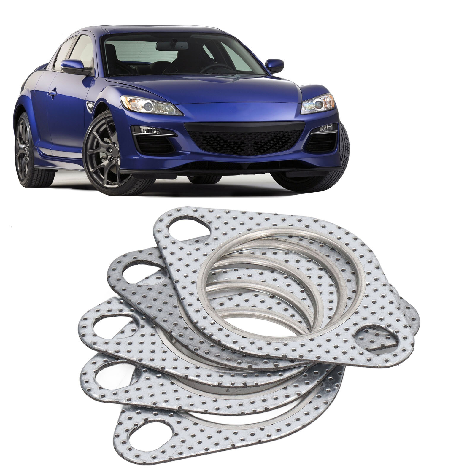 5Pcs Арматура для Выпускного Труба Фланец Гasket, 2in (50.8mm) Внутренний Диаметр, Алюминиевая Фольга, Для Турбо, Манифольд, Заголовок, Down/Dump Трубы, Высокая Температура Сопротивление